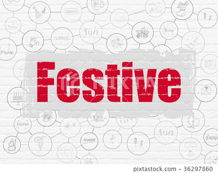 Holiday concept: Festive on wall background - Stock Illustration ...