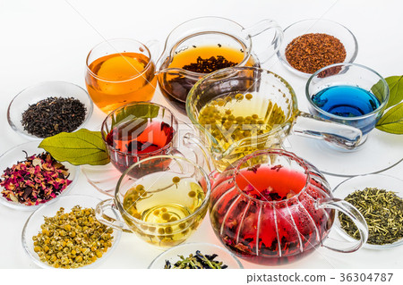 Various herbal teas Beautiful color herbal tea - Stock Photo [36304787 ...
