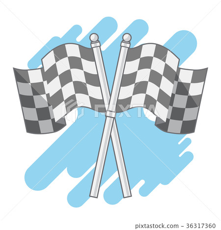 Double Checkered Flags isolated flat vector.-插圖素材 [36317360] - PIXTA圖庫