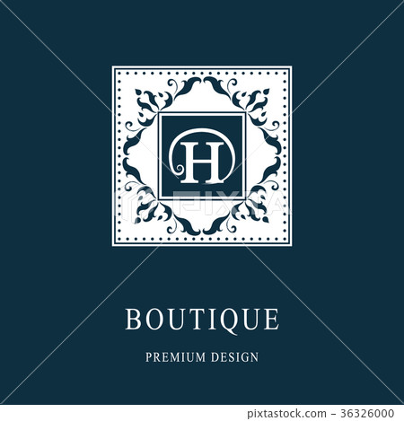 Monogram template logo. Letter emblem H. Insignia - Stock Illustration ...