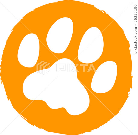 Footprints dog orange circle - Stock Illustration [36333196] - PIXTA