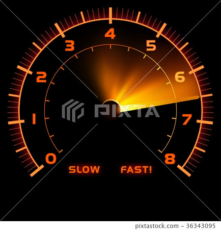 Orange Illuminated Car Speedometer - Stock Illustration [36343095] - PIXTA
