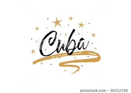 Cuba. Name country word text card, banner script - Stock Illustration ...