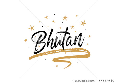 Bhutan. Name country word text card, banner script - Stock Illustration ...