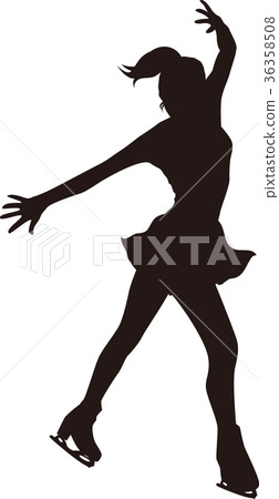 Silhouette figure skating girl deciding pose - Stock Illustration ...