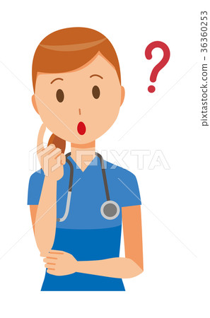 A female nurse in a blue scrub is thinking - Stock Illustration ...