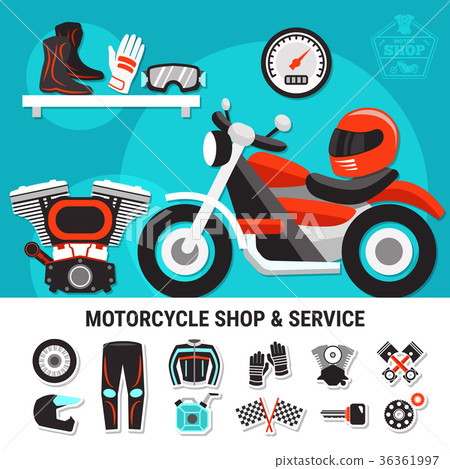 Motorcycle Shop And Service Illustration - Stock Illustration [36361997 ...