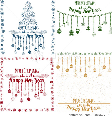 Merry xmas and happy new year cards set - Stock Illustration [36362708 ...