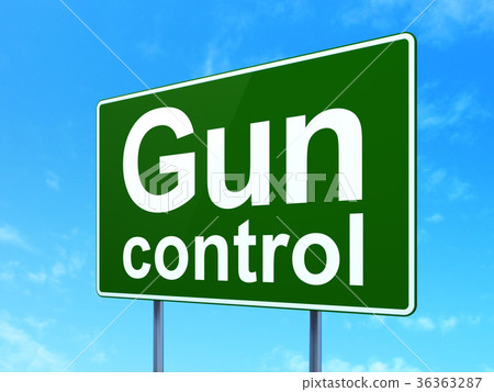 Protection concept: Gun Control on road sign - Stock Illustration ...
