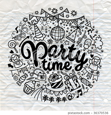 Hand drawn doodle party set. - Stock Illustration [36370536] - PIXTA