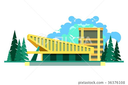 sports center building - Stock Illustration [36376108] - PIXTA