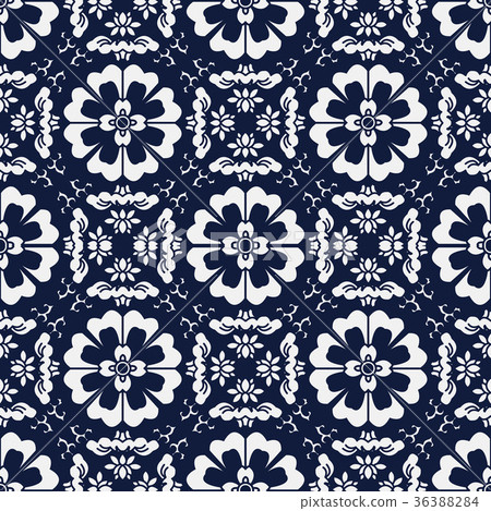 Seamless China blue Plant pattern background - Stock Illustration ...