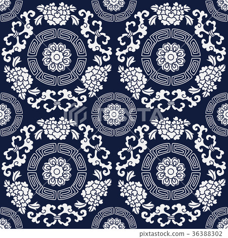 Seamless China blue Plant pattern background - Stock Illustration ...