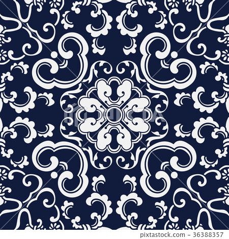 Seamless China blue Plant pattern background - Stock Illustration ...