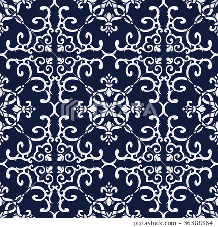 Seamless China blue Plant pattern background - Stock Illustration ...