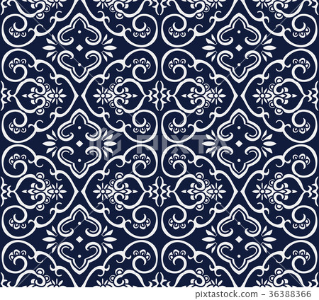 Seamless China blue Plant pattern background - Stock Illustration ...