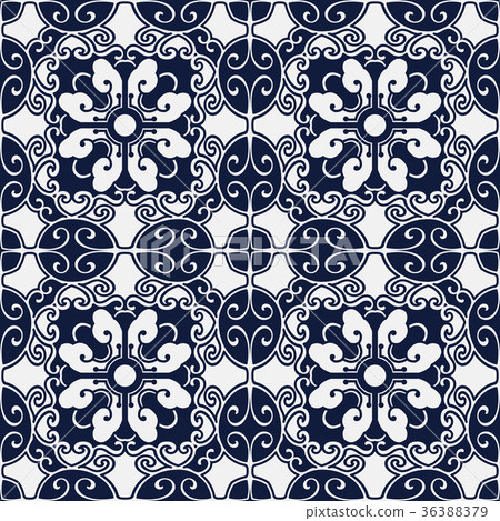 Seamless China blue Plant pattern background - Stock Illustration ...