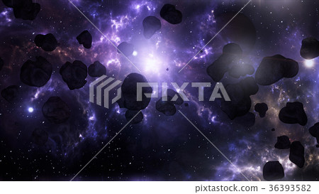 Spectacular Asteroid Field in Outer Space - Stock Illustration ...