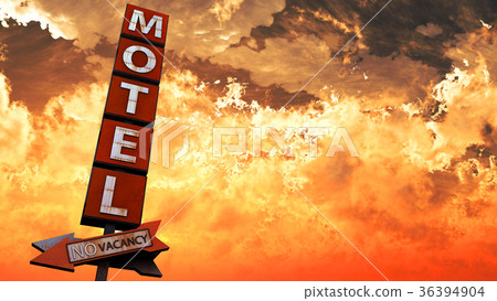 Old Grungy Motel Sign in a Wonderful Sunset - Stock Illustration ...