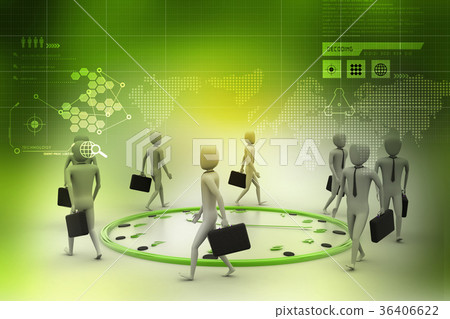Business man walk around the clock - Stock Illustration [36406622] - PIXTA