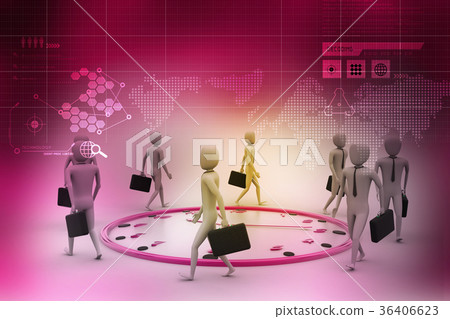 Business man walk around the clock - Stock Illustration [36406623] - PIXTA