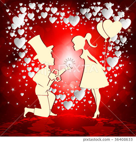 love couple on red background - Stock Illustration [36408633] - PIXTA