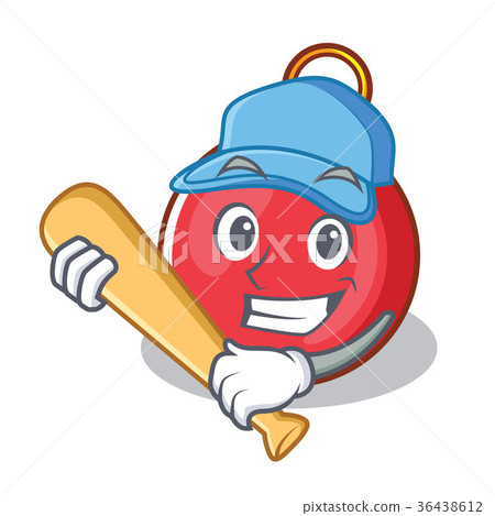 Playing baseball Christmas ball character cartoon - Stock Illustration ...