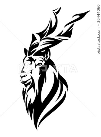 Mountain goat markhor head vector design - Stock Illustration [36444060 ...