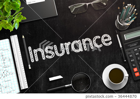 Insurance Handwritten on Black Chalkboard. 3D - Stock Illustration ...