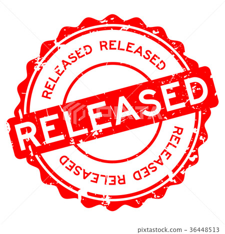 Grunge red released round rubber seal stamp - Stock Illustration ...