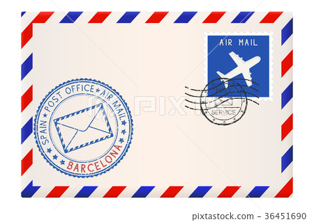 Envelope with Barcelona, Spain postmark - Stock Illustration [36451690 ...
