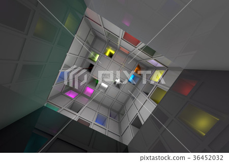 Sci Fi Escape Room Riddle Labyrinth Cube Interior - Stock Illustration ...