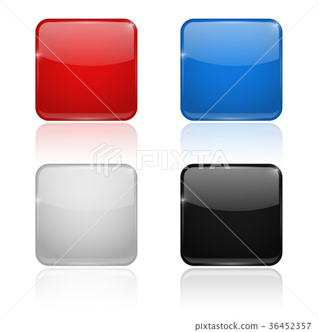 Square glass buttons. Colored set 3d icons - Stock Illustration ...