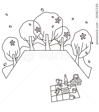 Hanami Line Drawing Permeation - Stock Illustration [36462189] - PIXTA