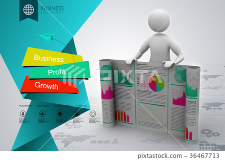 3d man showing the business report - Stock Illustration [36467713] - PIXTA
