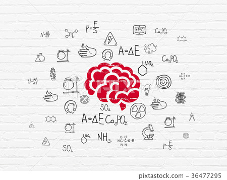 Science concept: Brain on wall background - Stock Illustration ...