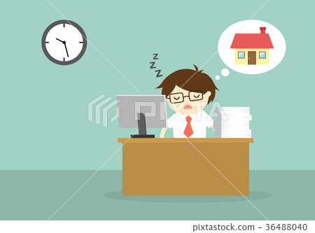Businessman feeling so tired and want to go home. - Stock Illustration ...