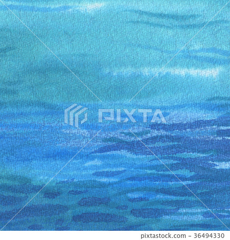 Ocean watercolor hand painting illustration. - Stock Illustration ...