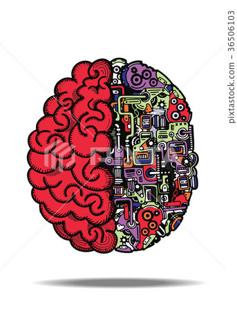 Hand Drawn Vector Illustration of Human machine - Stock Illustration ...