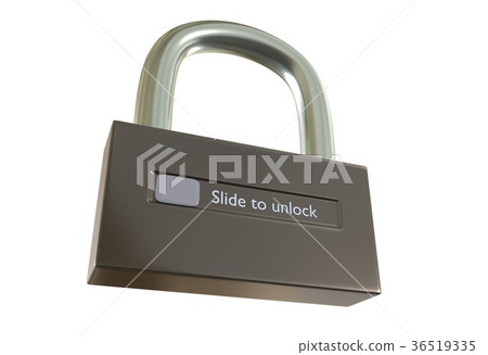 Lock with slide to unlock button 3d illustration - Stock Illustration ...