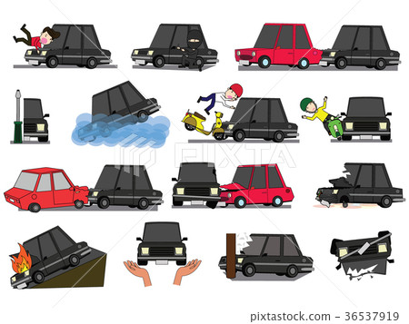 Horizontal view driver car of accident on the road - Stock Illustration ...