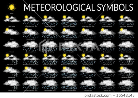 Meteorological Symbols, Set - Stock Illustration [36548143] - PIXTA