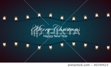 Merry christmas bulb yellow garland. - Stock Illustration [36549423 ...