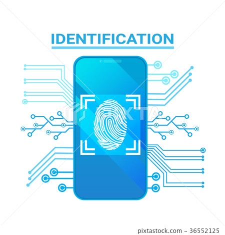 Smart Phone Identification Scanning Fingerprint - Stock Illustration ...