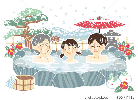 Winter hot spring woman - Stock Illustration [36577413] - PIXTA