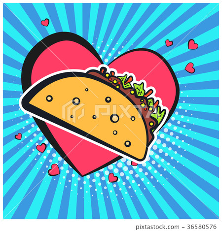 Bright retro comic speech bubble with taco symbol - Stock Illustration ...