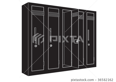 School lockers. Outline drawing - Stock Illustration [36582162] - PIXTA