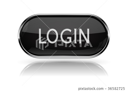 Login black oval button with metal frame - Stock Illustration [36582725 ...