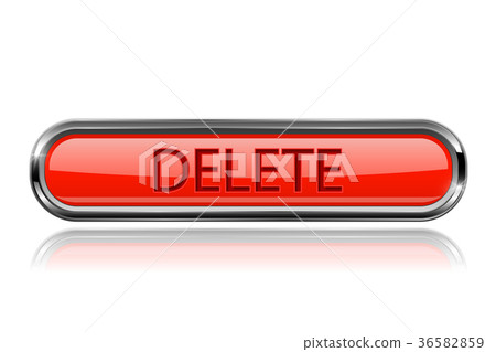 Long red DELETE button with bold chrome frame. 3d - Stock Illustration ...