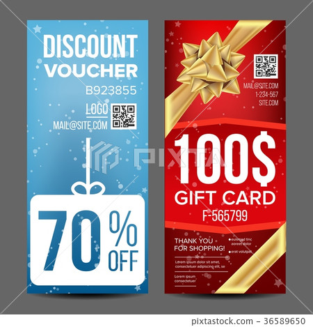 Gift Voucher Vector. Vertical Coupon. Shopping - Stock Illustration ...